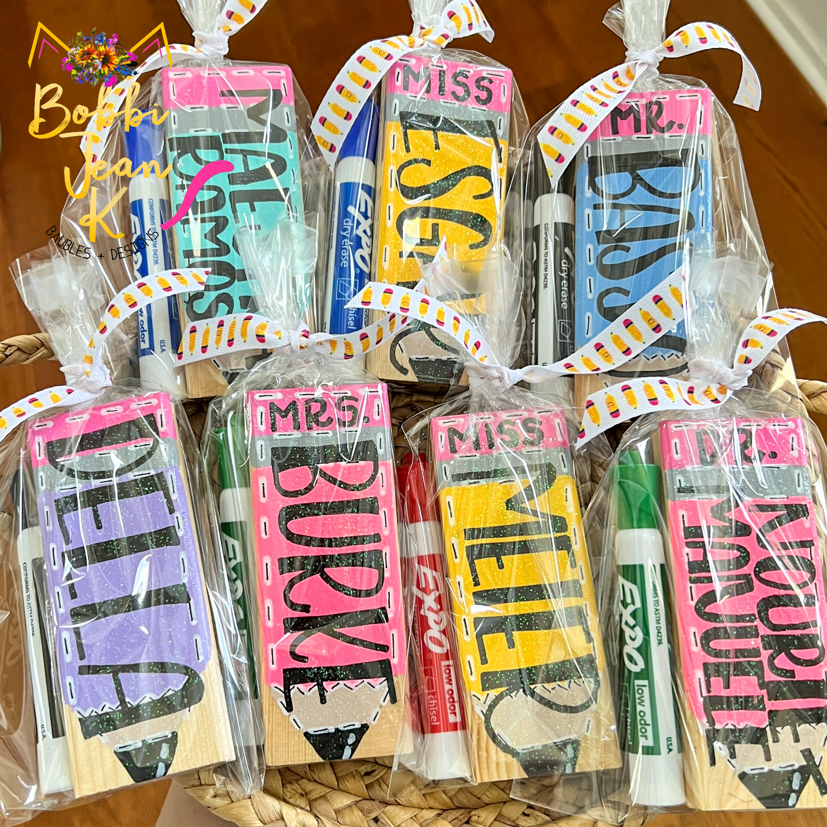 Hand Painted & Lettered Dry Erase Eraser + Marker Gift Set: Choose fro ...