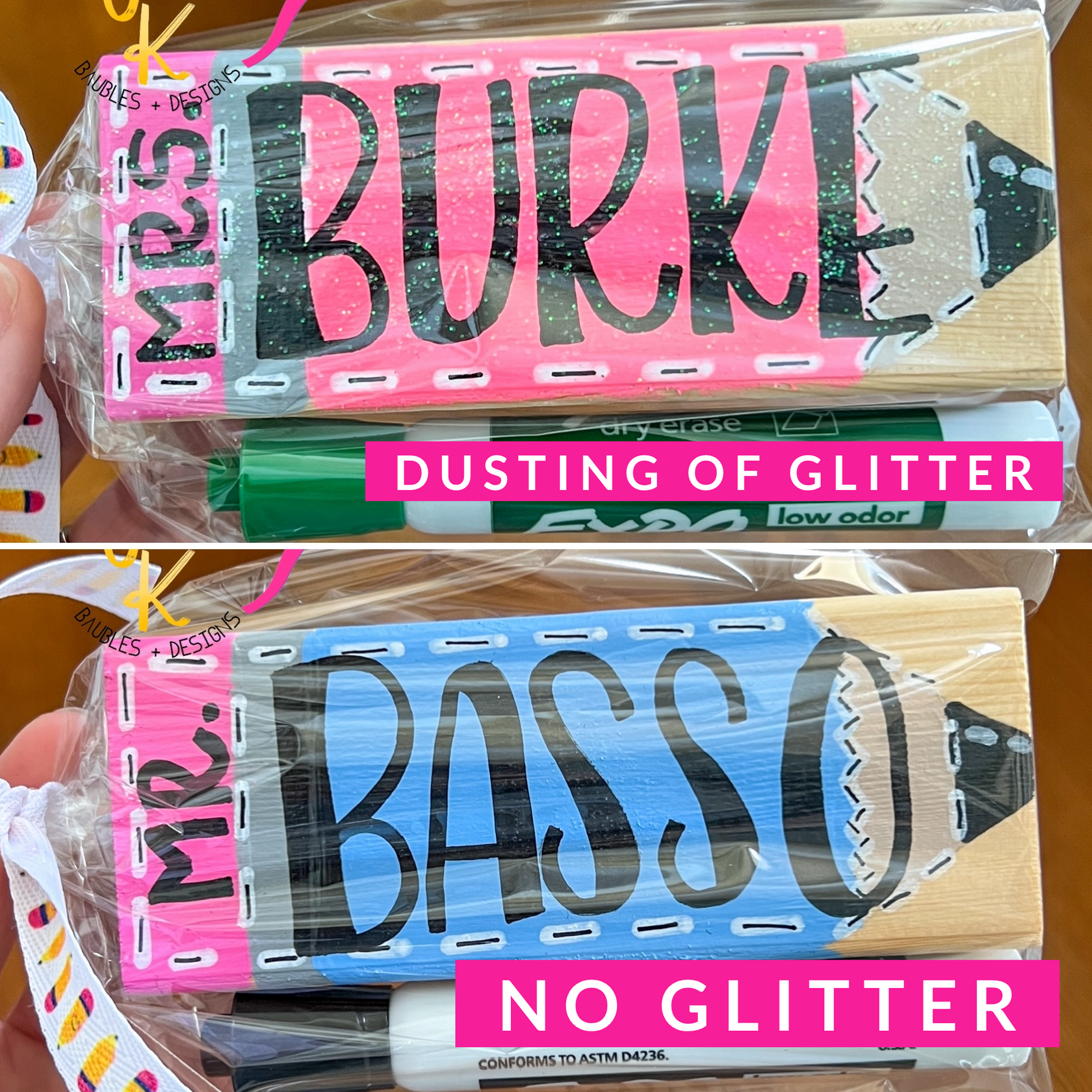 Hand Painted & Lettered Dry Erase Eraser + Marker Gift Set: Choose fro ...